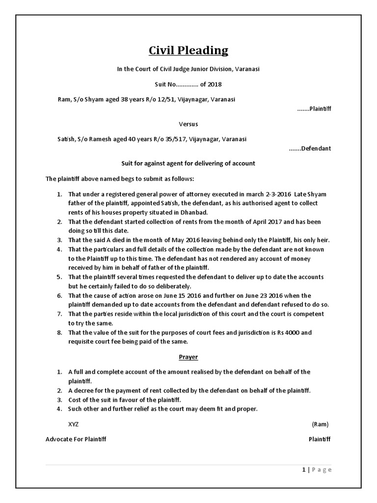 Drafting Assignment | PDF | Bail | Lawsuit