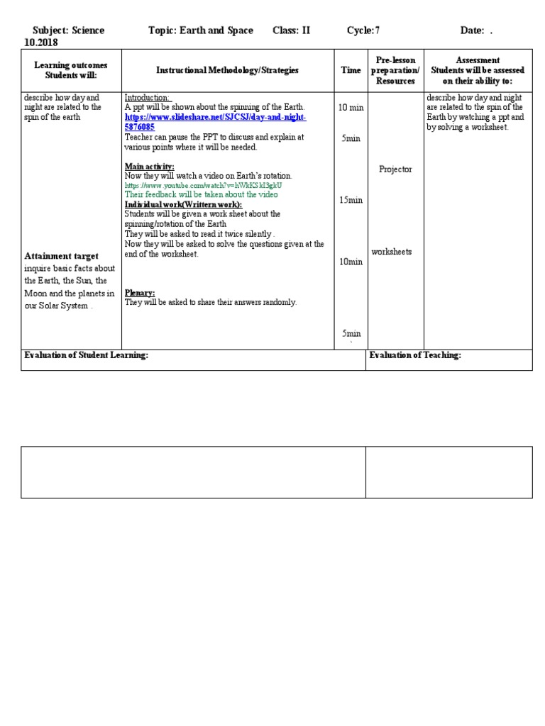 Earth and Space Week 1 2016 | PDF | Worksheet | Earth