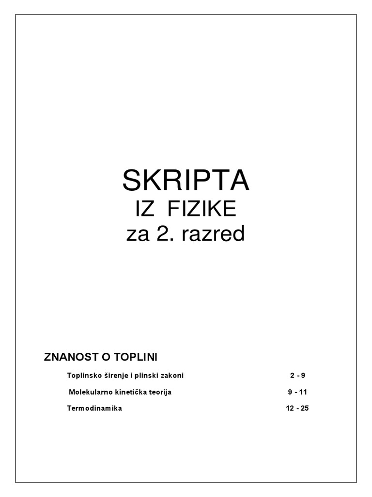 SKRIPTA IZ FIZIKE Za 2. Razred | PDF
