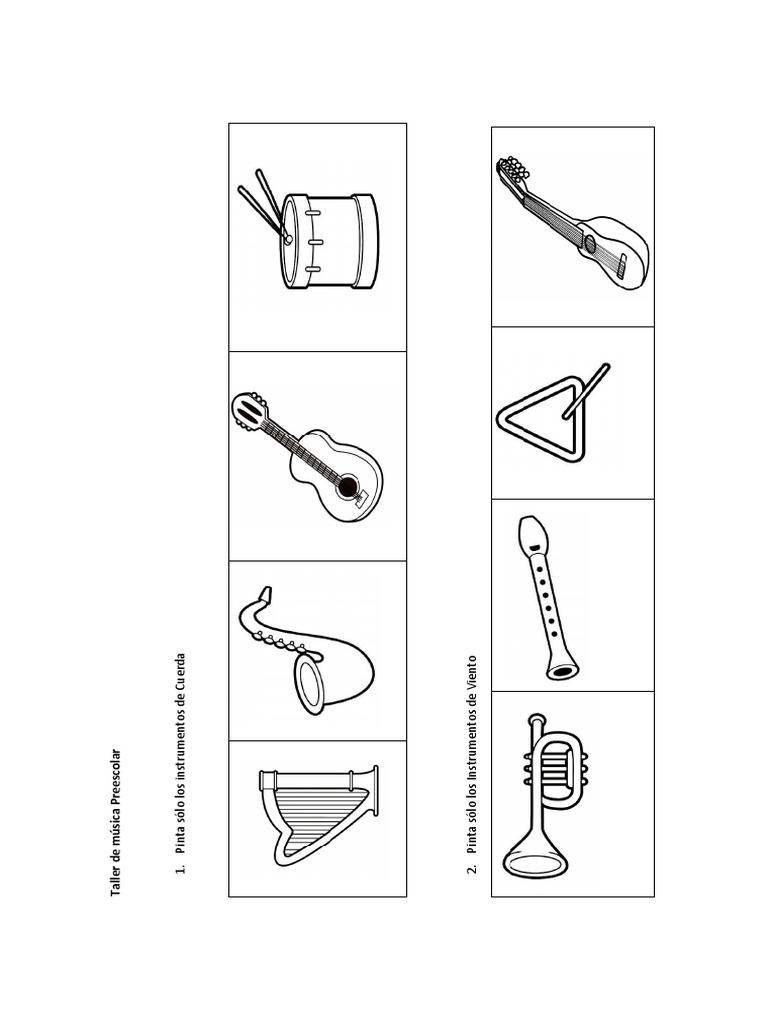 Guia para Colorear - Familias de Instrumentos Musicales | PDF
