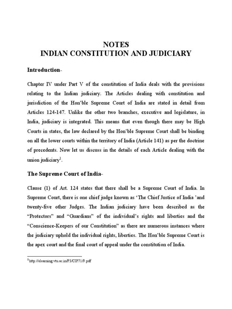 Judiciary - Notes | PDF | Precedent | Supreme Court Of India