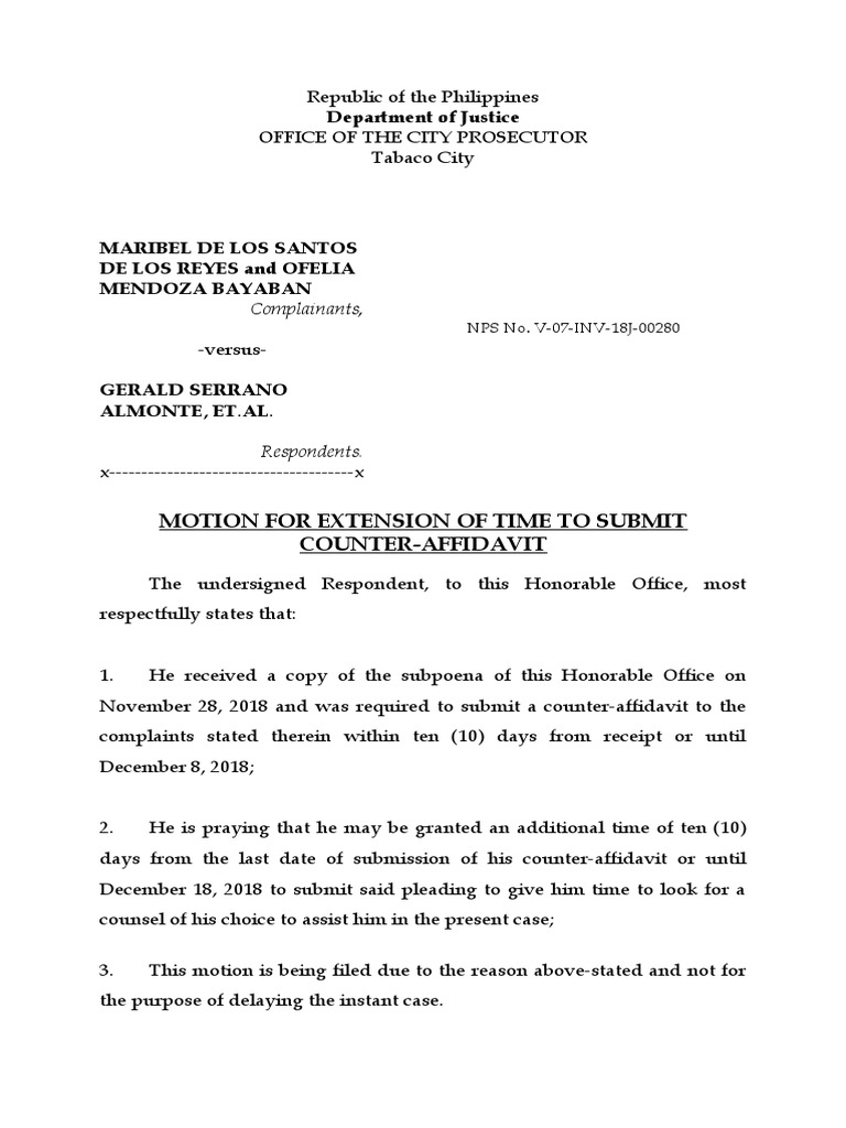 Motion For Extension of Time-Noel Imperial | Download Free PDF | Virtue ...