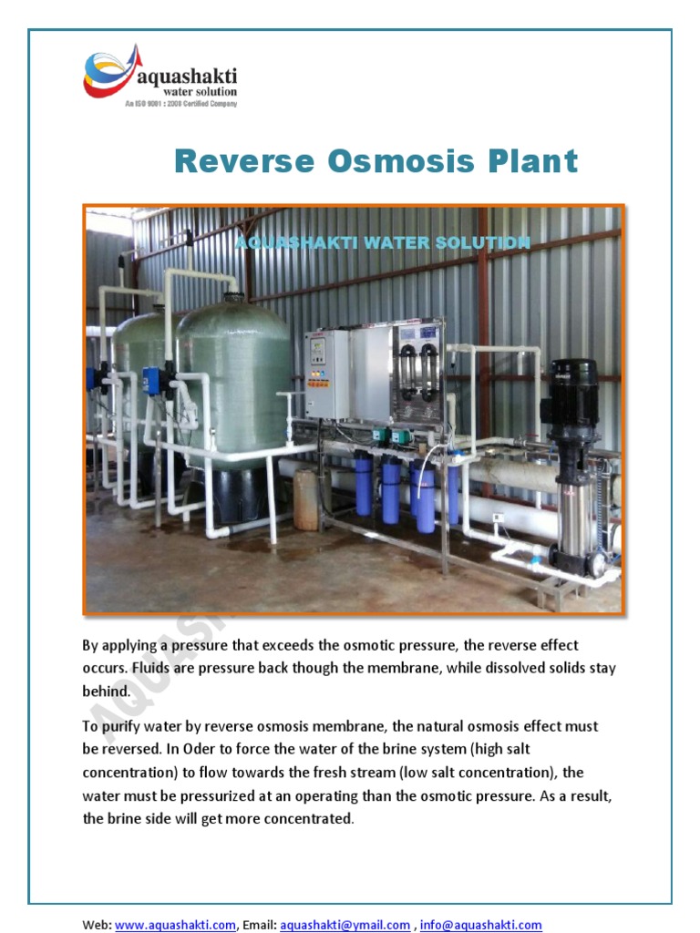 Asws Reverse Osmosis Plant | PDF | Filtration | Osmosis