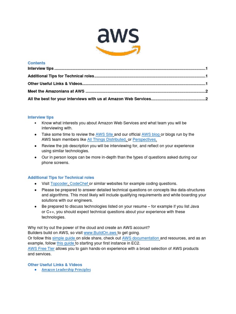 2020 AWS PS Interview Tips | PDF | Amazon Web Services | World Wide Web