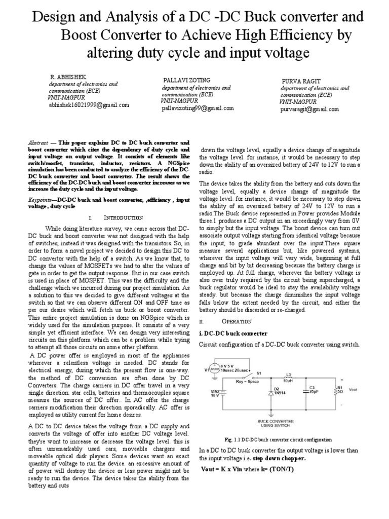 DC To DC Buck and Boost Converter | PDF | Electrical Network | Direct ...