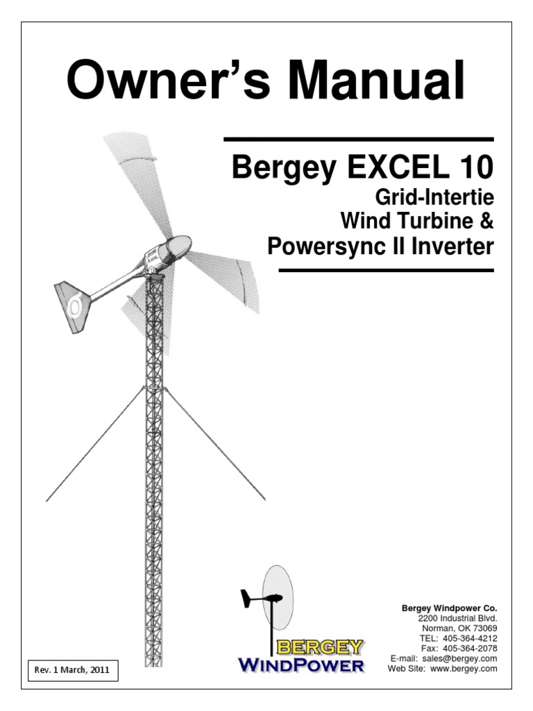 Owner's Manual: Bergey EXCEL 10 | PDF | Power Inverter | Turbine