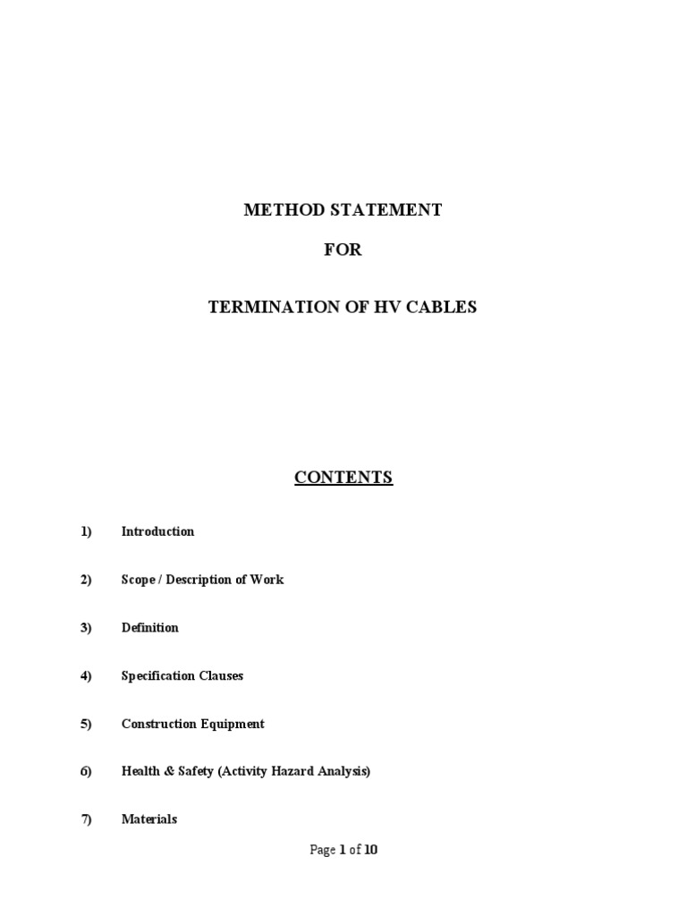 Termination of High Voltage Cables: A Method Statement for Safe and Compliant HV Cable Jointing ...