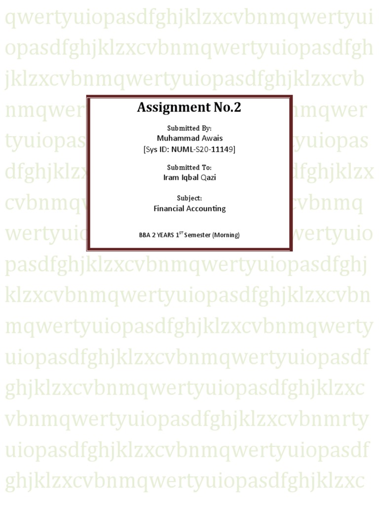 Assignment No 2 Final | PDF | Debits And Credits | Expense
