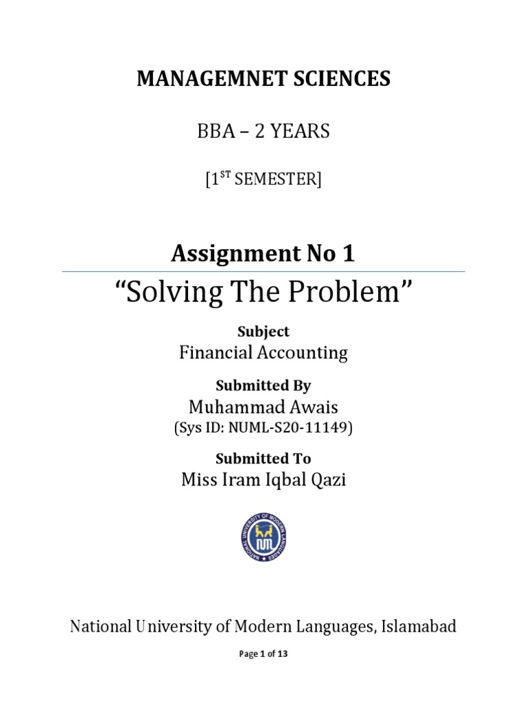 Assignment No 1 Final | PDF | Equity (Finance) | Debits And Credits