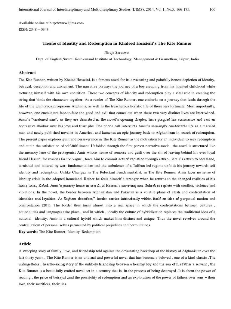 Theme of Identity and Redemption in Khaleed Hossieni's The Kite Runner ...