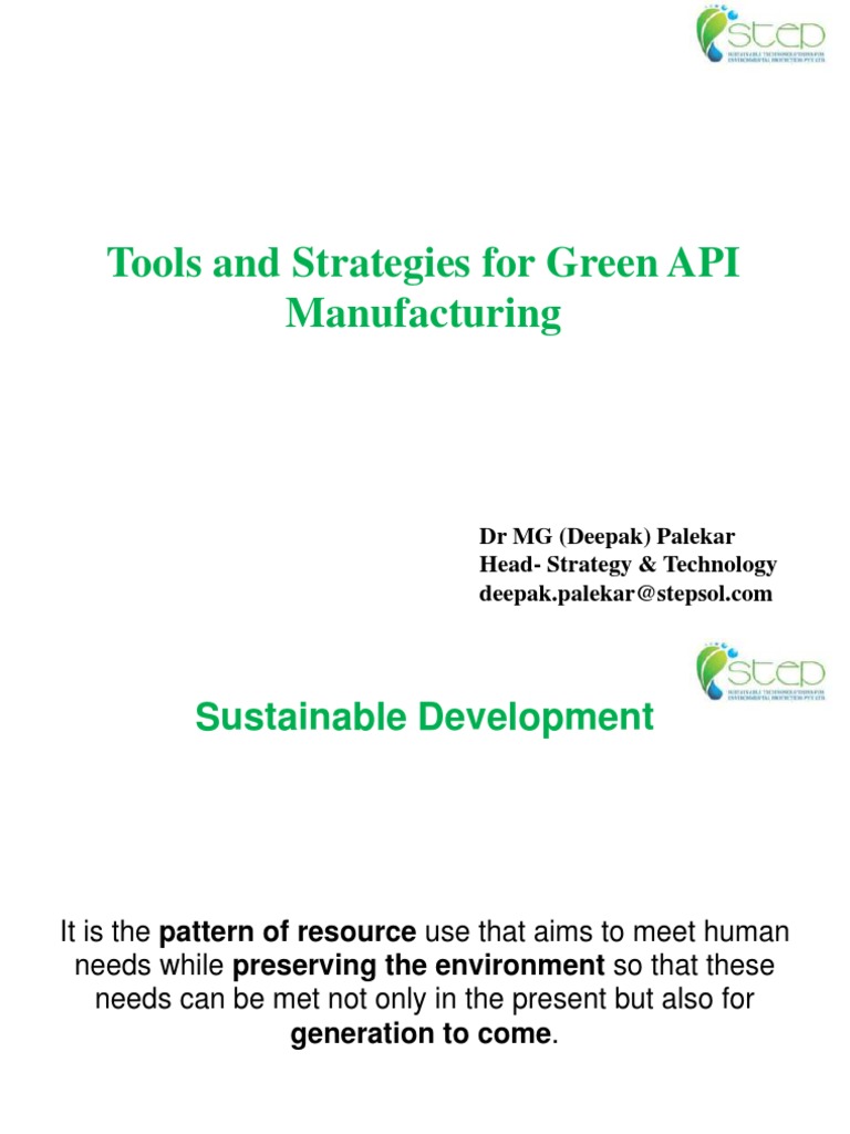 Tools and Strategies For Green API by Dr. M G (Deepak) Palekar | PDF ...