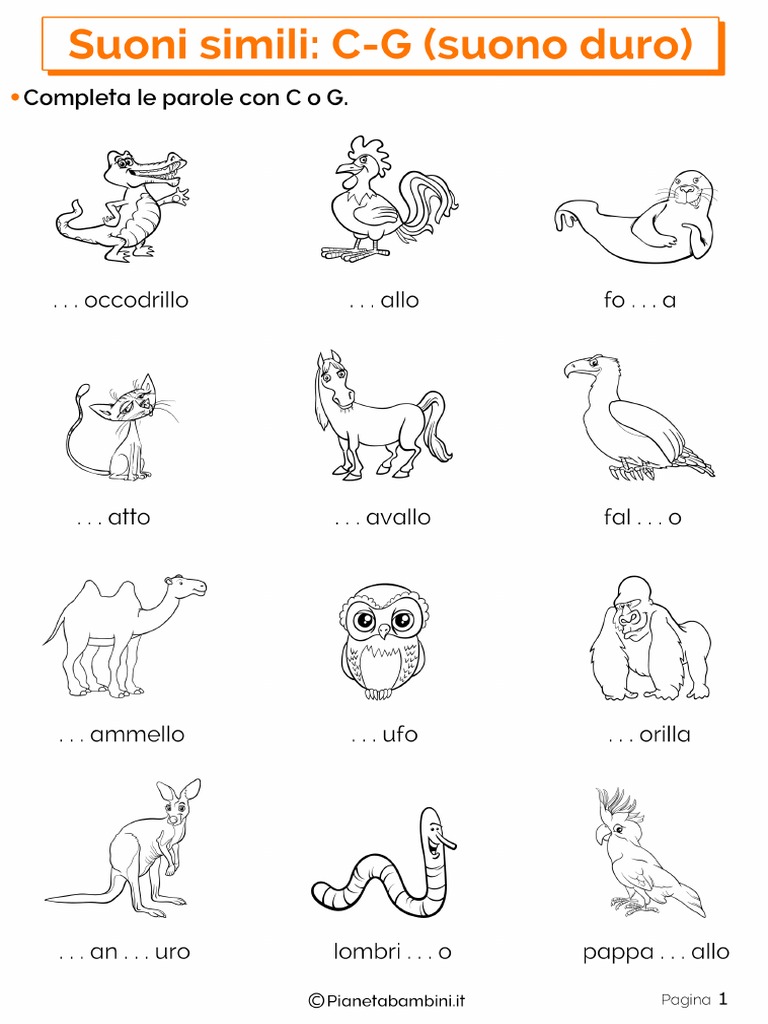 Schede Didattiche Suoni Simili C G Suono Duro | PDF