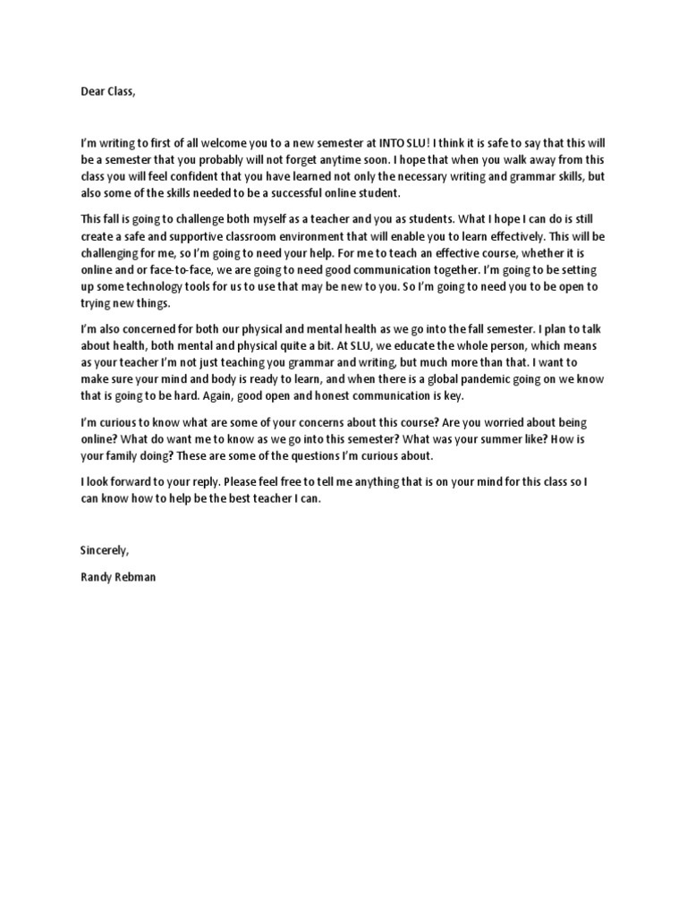 Letter To My Students PDF | PDF