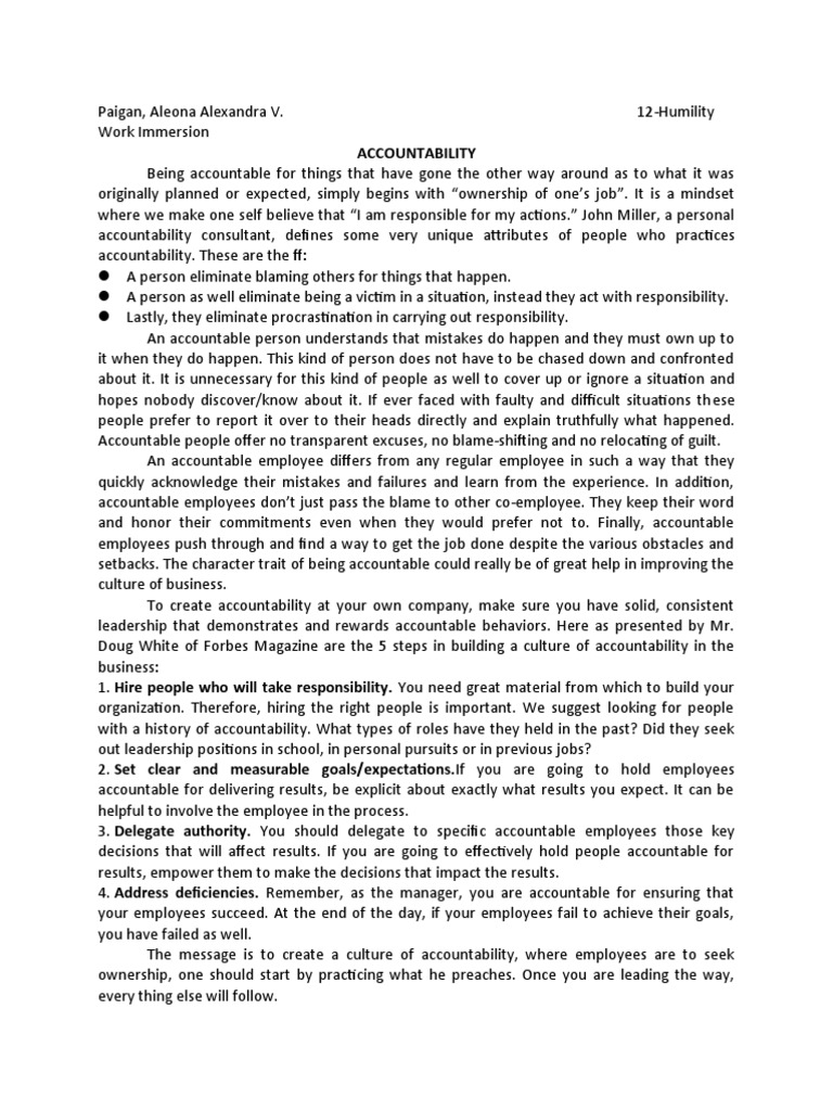 ACCOUNTABILITY | PDF | Accountability | Leadership