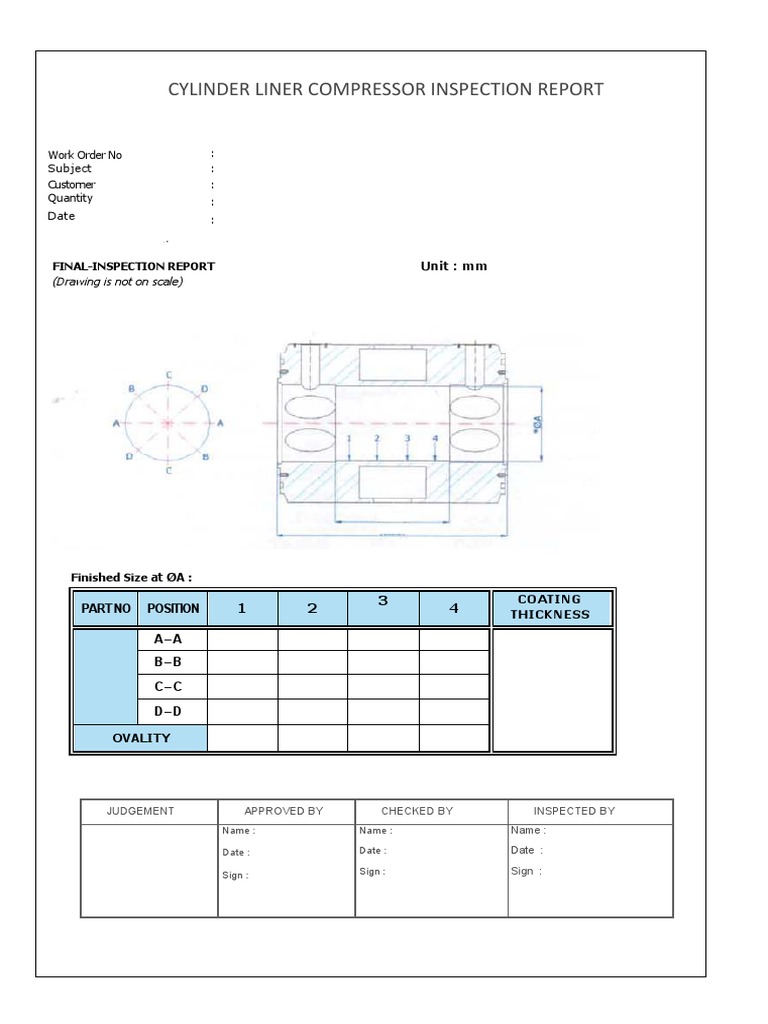 Cylinder Liner Compressor Inspection: Unit: MM | PDF