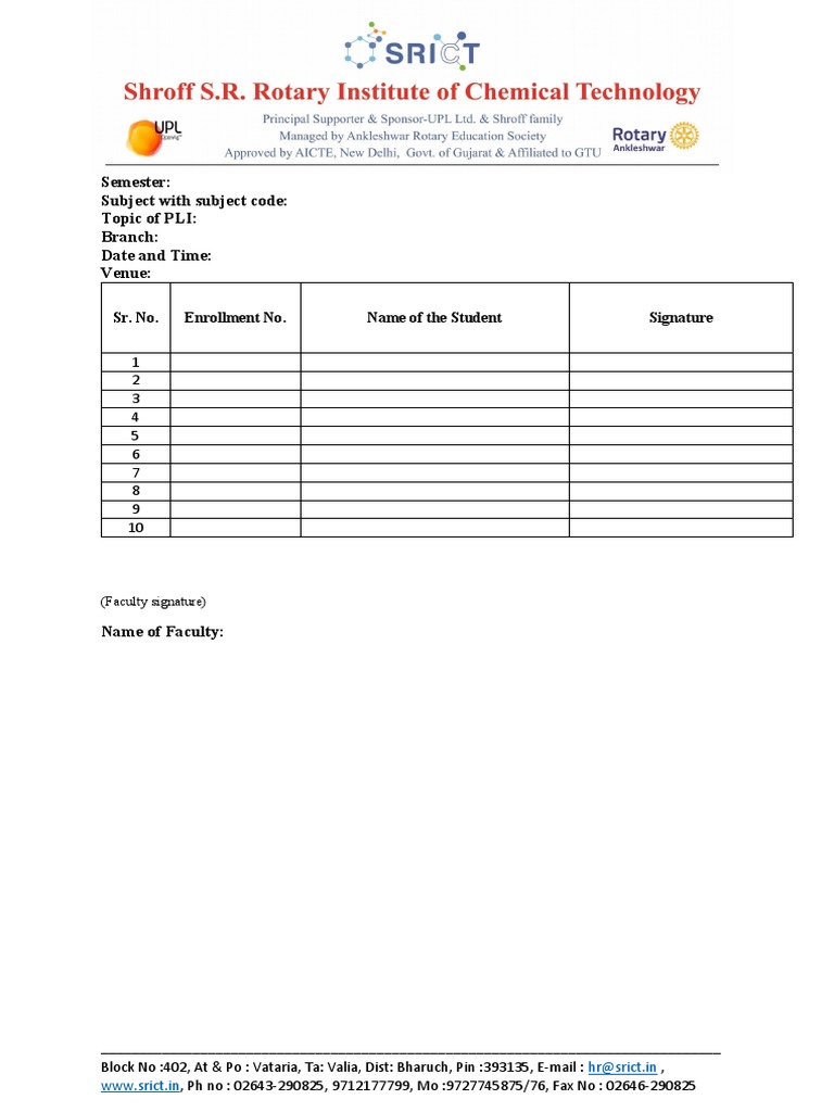 PLI Attendance Sheet | PDF