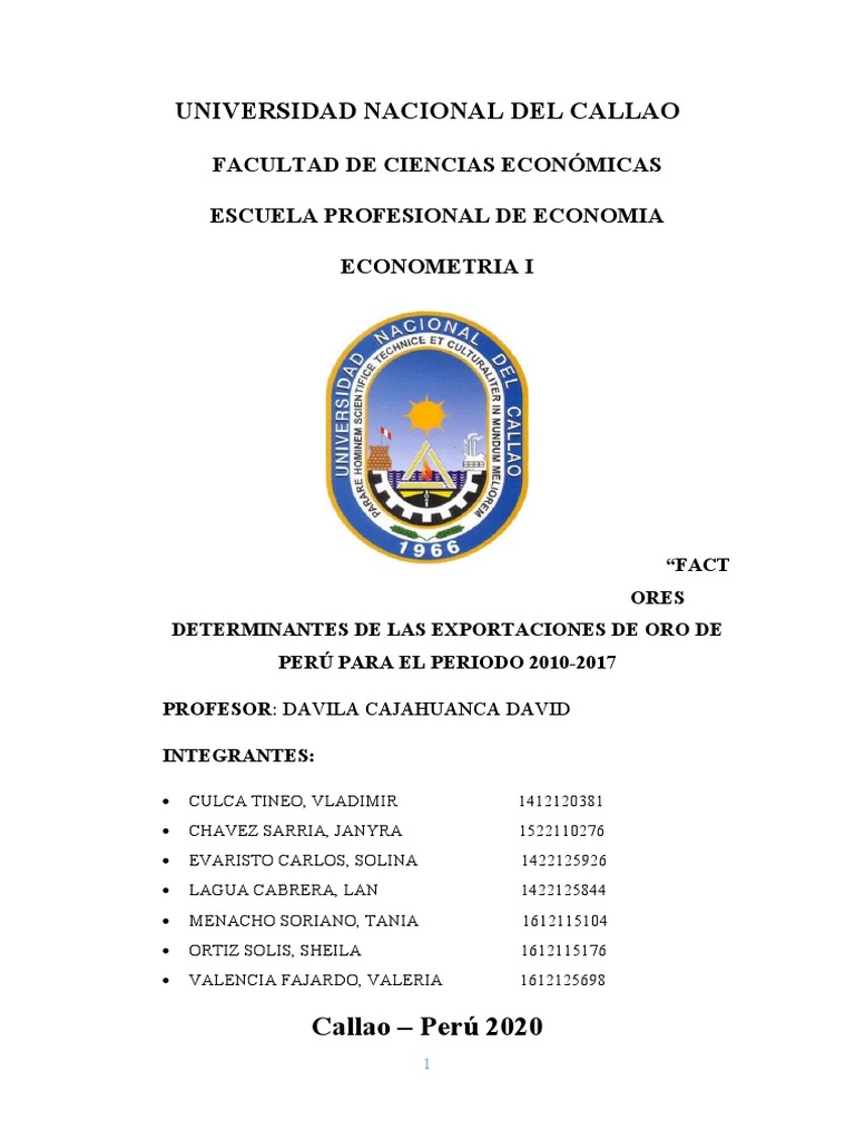 Trabajo Final de Econometria I Aula 12e | PDF | Econometría | Multicolinealidad