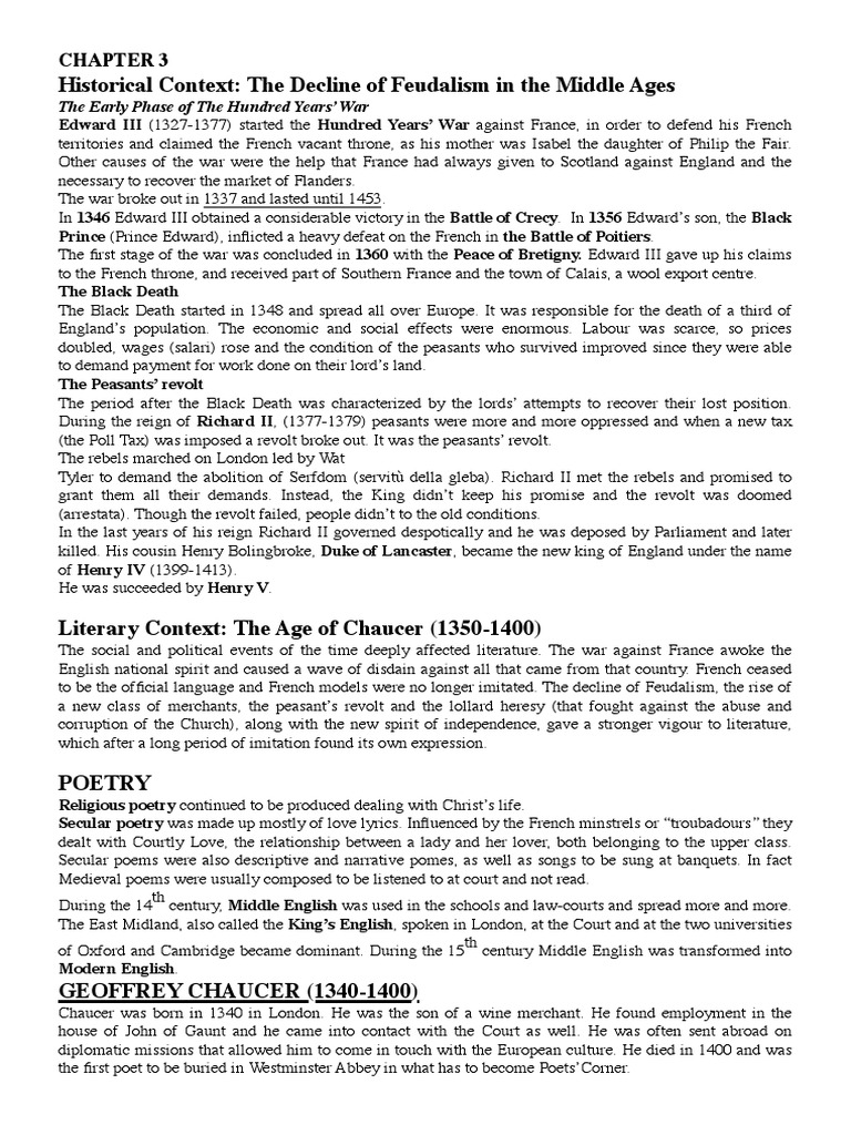 Historical Context: The Decline of Feudalism in The Middle Ages | PDF ...