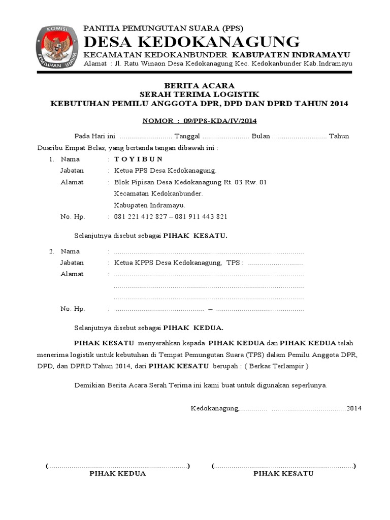Berita Acara Logistik Dan Contoh Rekap | PDF