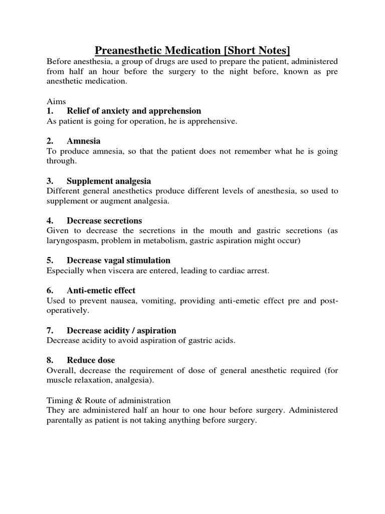 Preanesthetic Medication PDF | PDF | Anesthesia | Midazolam