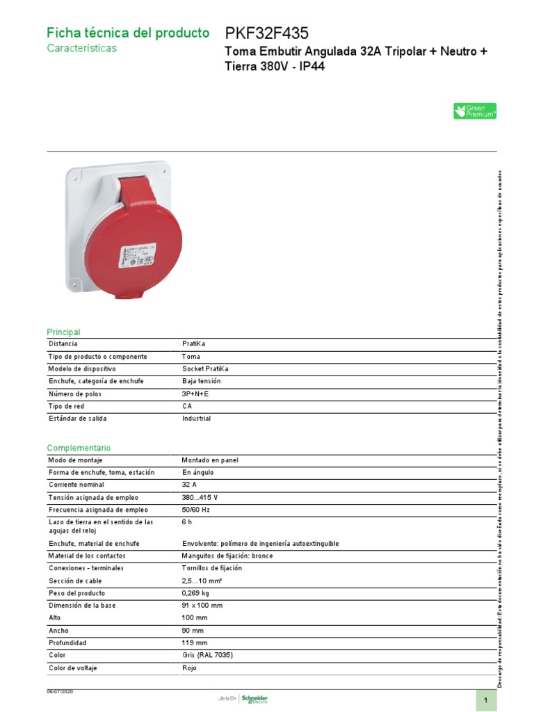 Tomas y Fichas Industriales PRATIKA - PKF32F435 PDF | PDF | Enchufes y ...