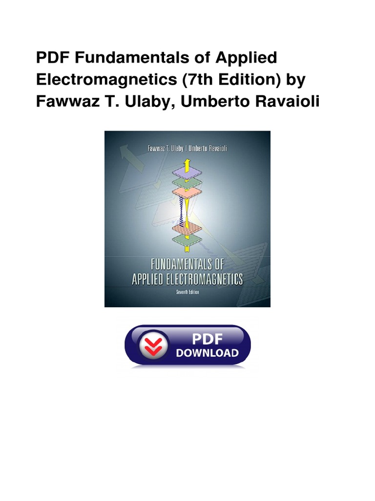 PDF Fundamentals of Applied Electromagnetics (7th Edition) by Fawwaz T ...