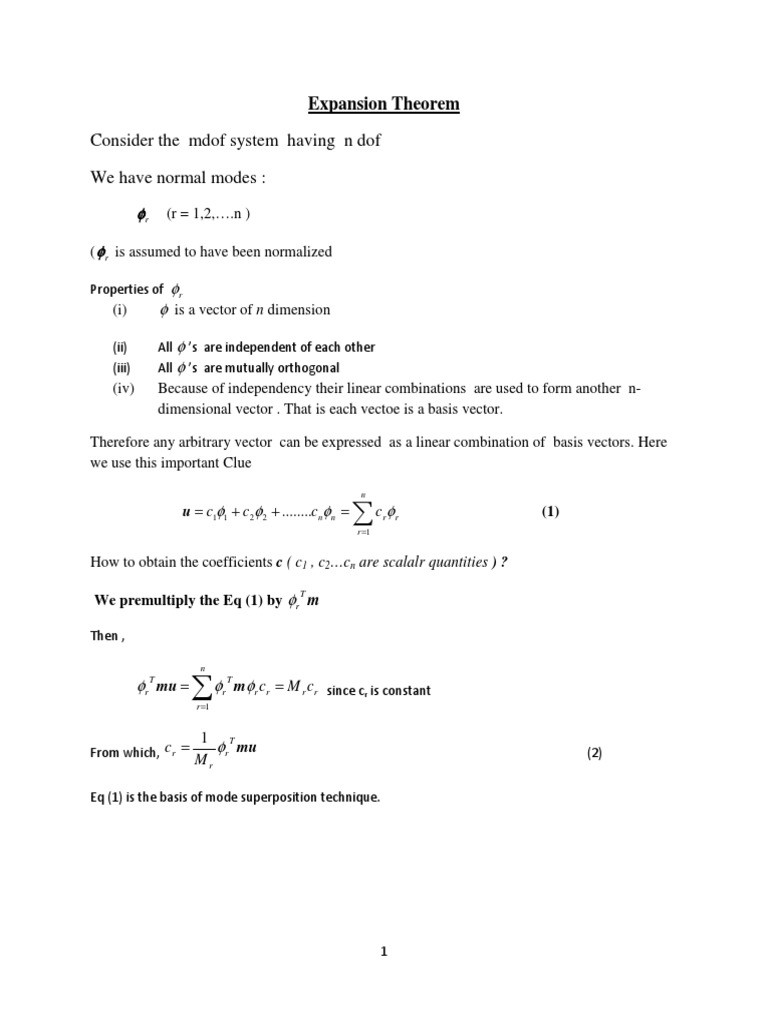 2CE 611-Expansion Theorem and Free Response From MODE Superposition ...