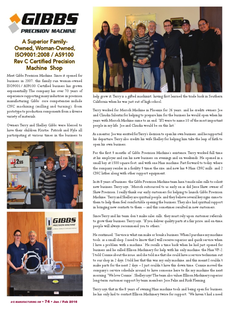 Gibbs Precision Machine: Family-Owned CNC Experts | PDF | Iso 9000 ...