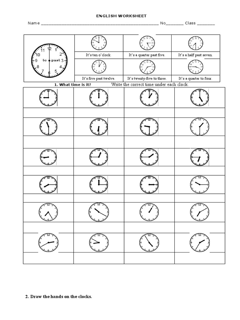 Telling Time Exercises Worksheet | PDF