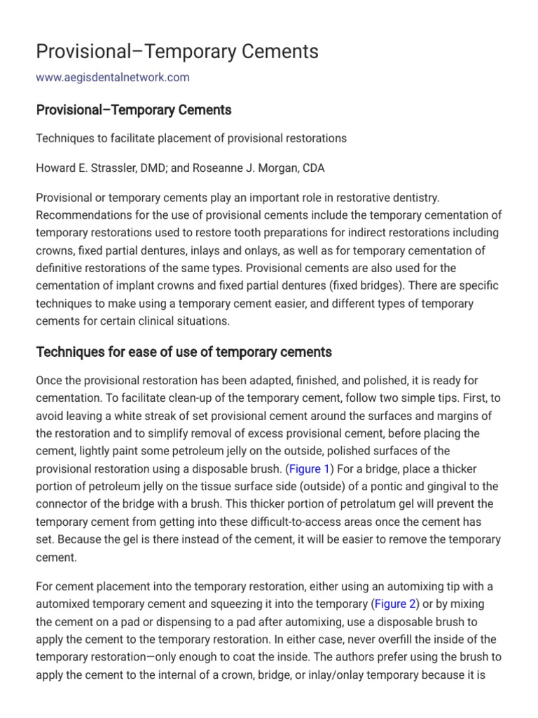 Provisional-Temporary Cements | PDF | Mouth | Dentistry Branches
