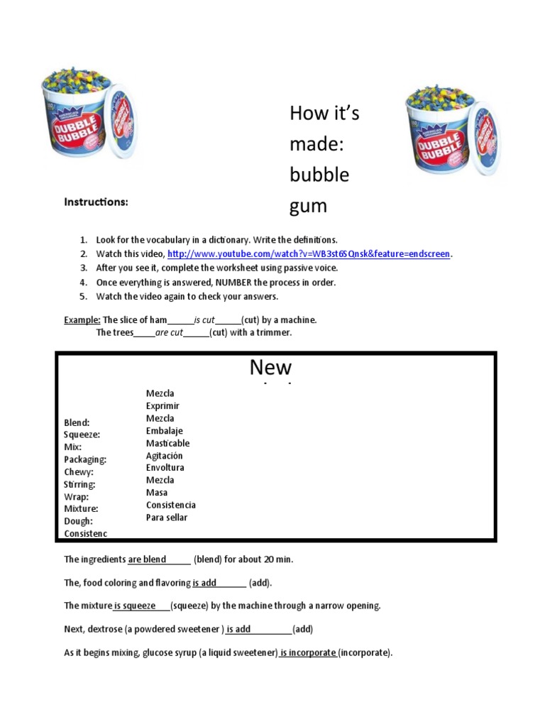 New Vocabulary: How It's Made: Bubble Gum | PDF | Syrup | Breads