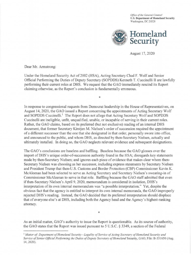 DHS Response To GAO | PDF | United States Department Of Homeland ...