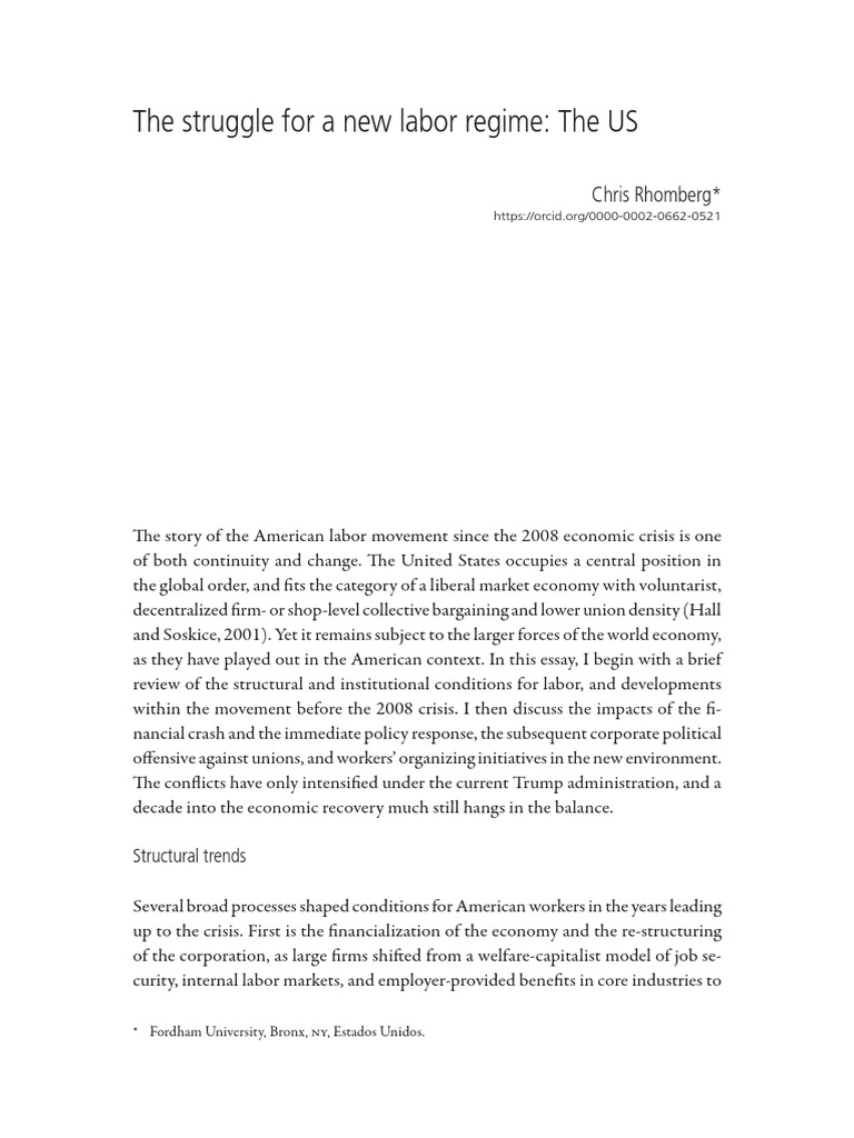 The Struggle For A New Labor Regime: The US: Chris Rhomberg | PDF ...