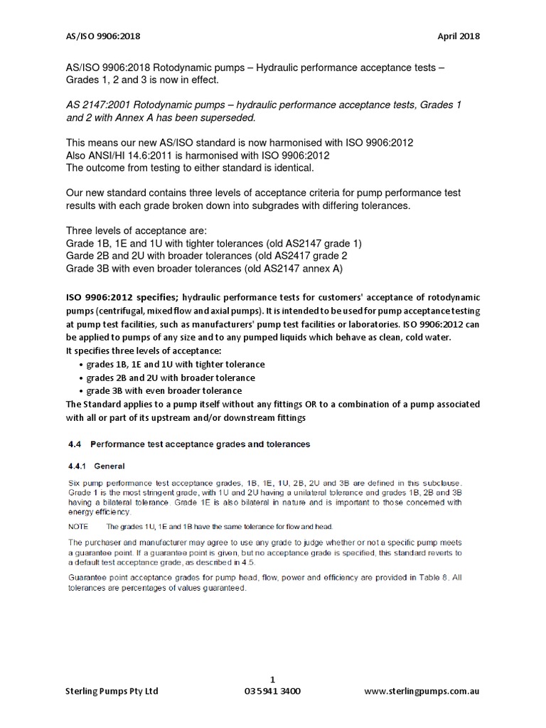 ISO 9906 - 2018 Performance Test | PDF | Engineering Tolerance | Pump