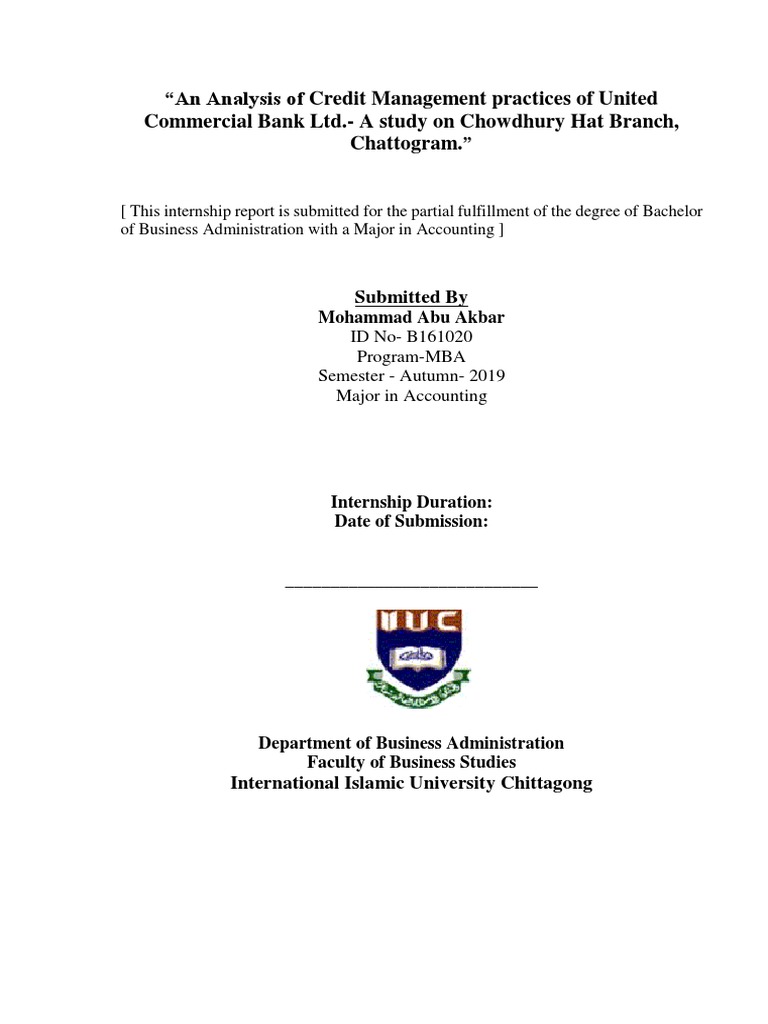Credit Management Practice of UCBL Bank PDF | PDF | Credit | Finance ...