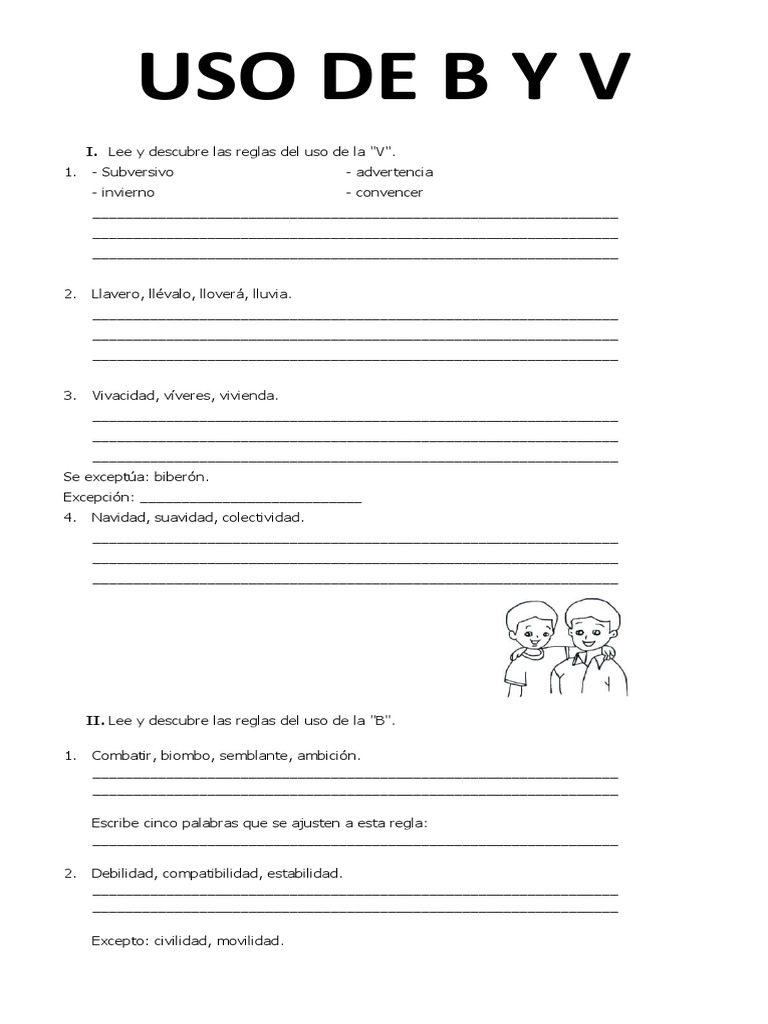 Reglas y ejemplos sobre el uso de las letras B y V en palabras | PDF