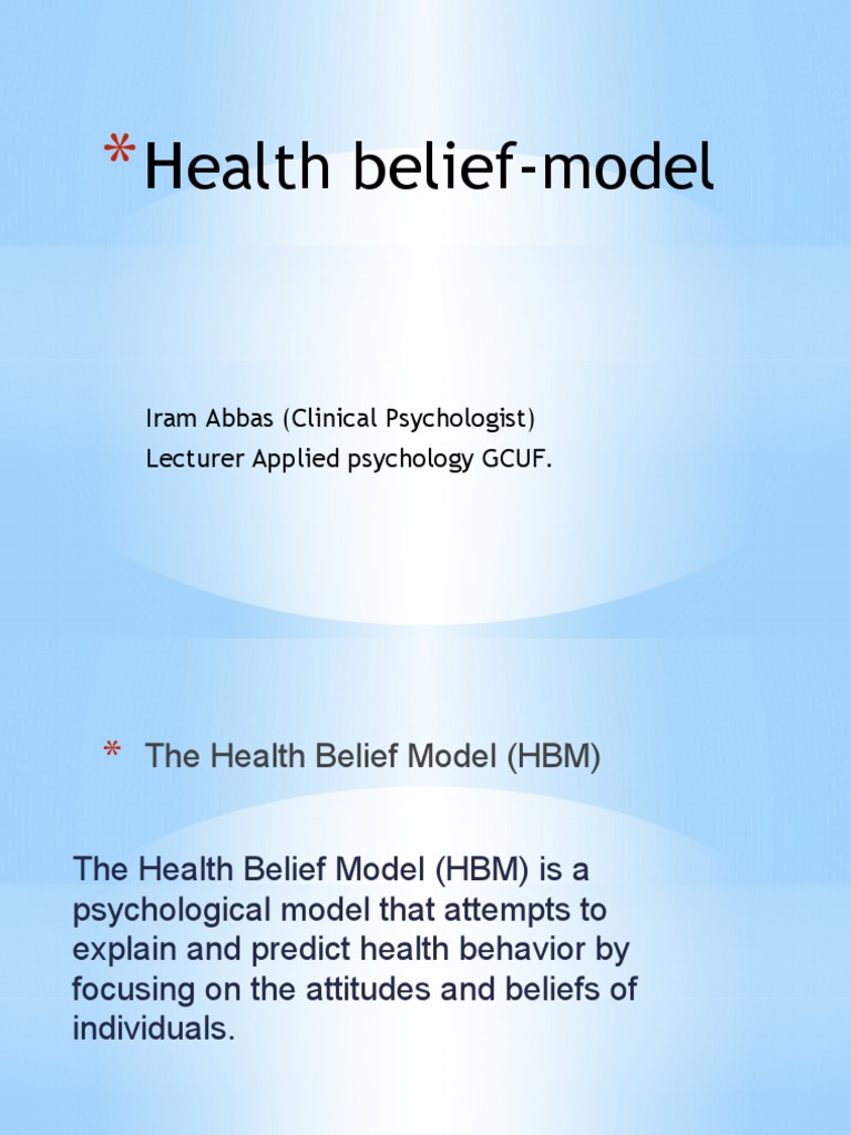 Health Belief-Model Lecture 1 | PDF | Applied Psychology | Cognition