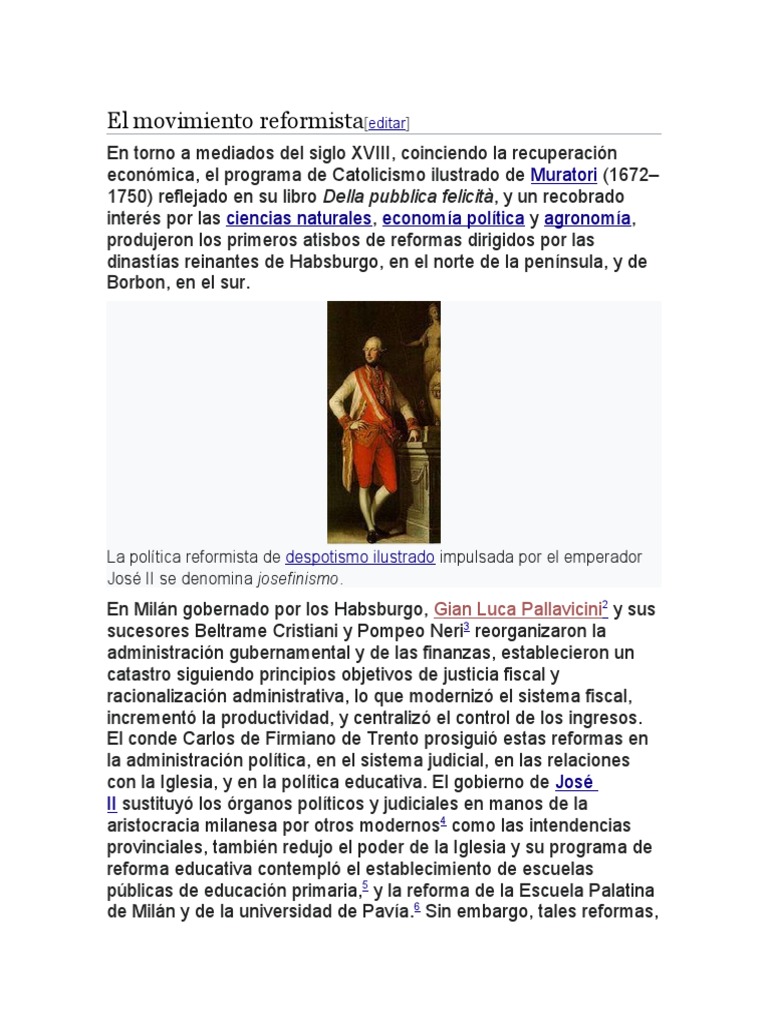 Movimiento reformista en Italia mediados SXVIII | PDF | Gobierno