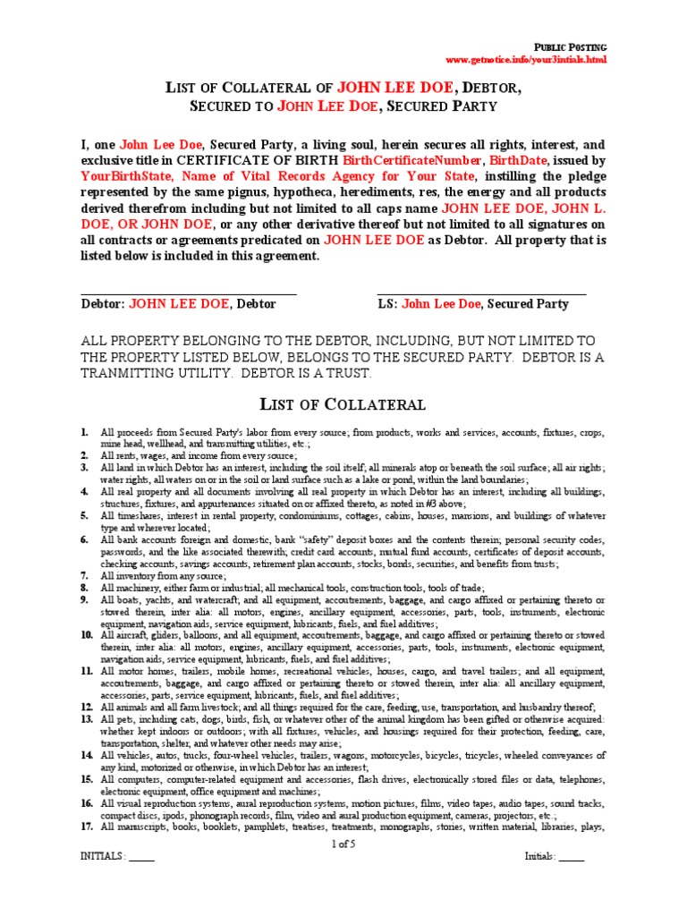 List of Collateral | Download Free PDF | Credit | Finance & Money ...