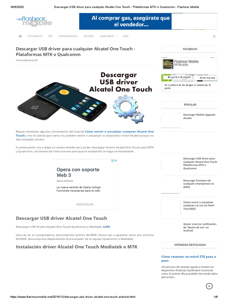 Descargar USB Driver para Cualquier Alcatel One Touch - Plataformas MTK ...
