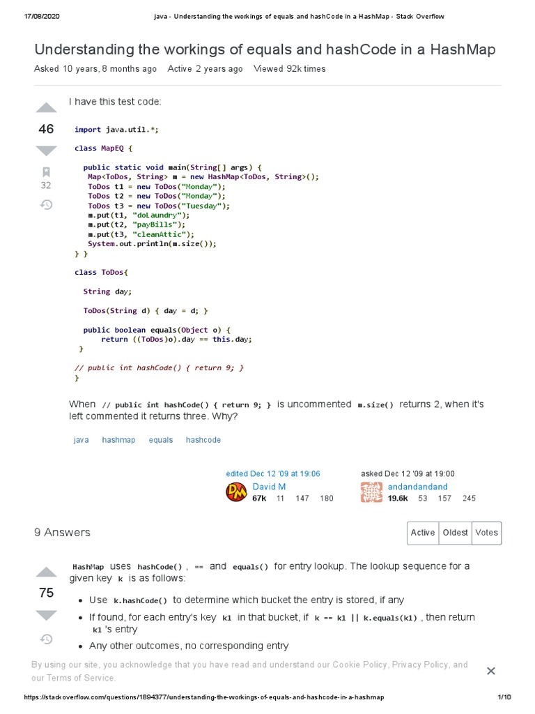 Java - Understanding The Workings of Equals and Hashcode in A HashMap - Stack Overflow | PDF ...