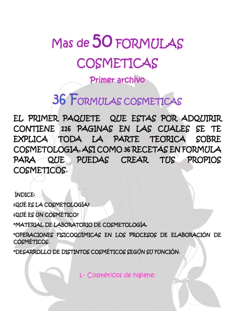 50 Formulas Cosmeticas Indice PDF | PDF | Productos cosméticos ...