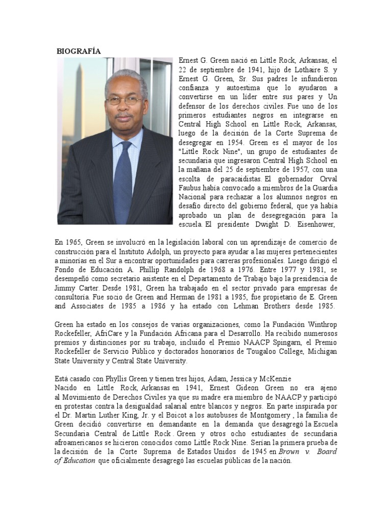 Biografía de Ernest G. Green | PDF | Escuelas | Violencia
