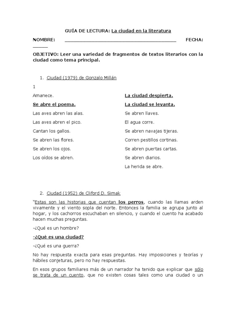 Guía La Ciudad en La Literatura | PDF