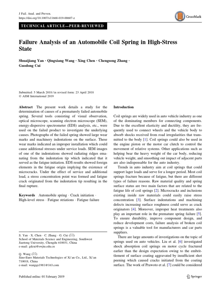 Failure Analysis of An Automobile Coil Spring | PDF | Fracture ...