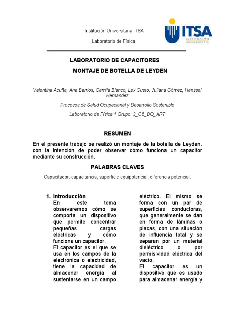 Montaje de Botella de Leyden en Física | PDF | Condensador ...