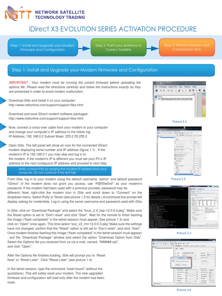 Idirect X3 Evolution Series Activation Procedure: Step 1: Install and ...