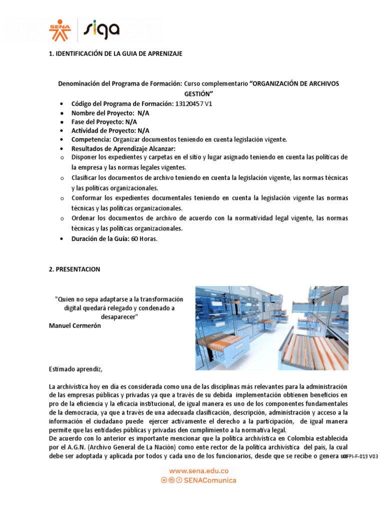 Guía Complementario Organizar Archivos de Gestión. | PDF | Archivo de computadora | Información