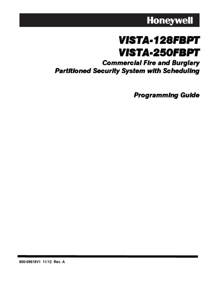 VISTA-128FBPT Programming Guide PDF | PDF | Security Alarm | Menu ...