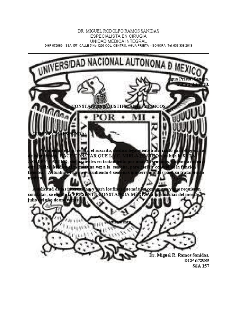 Hoja Membretada - Unam | PDF